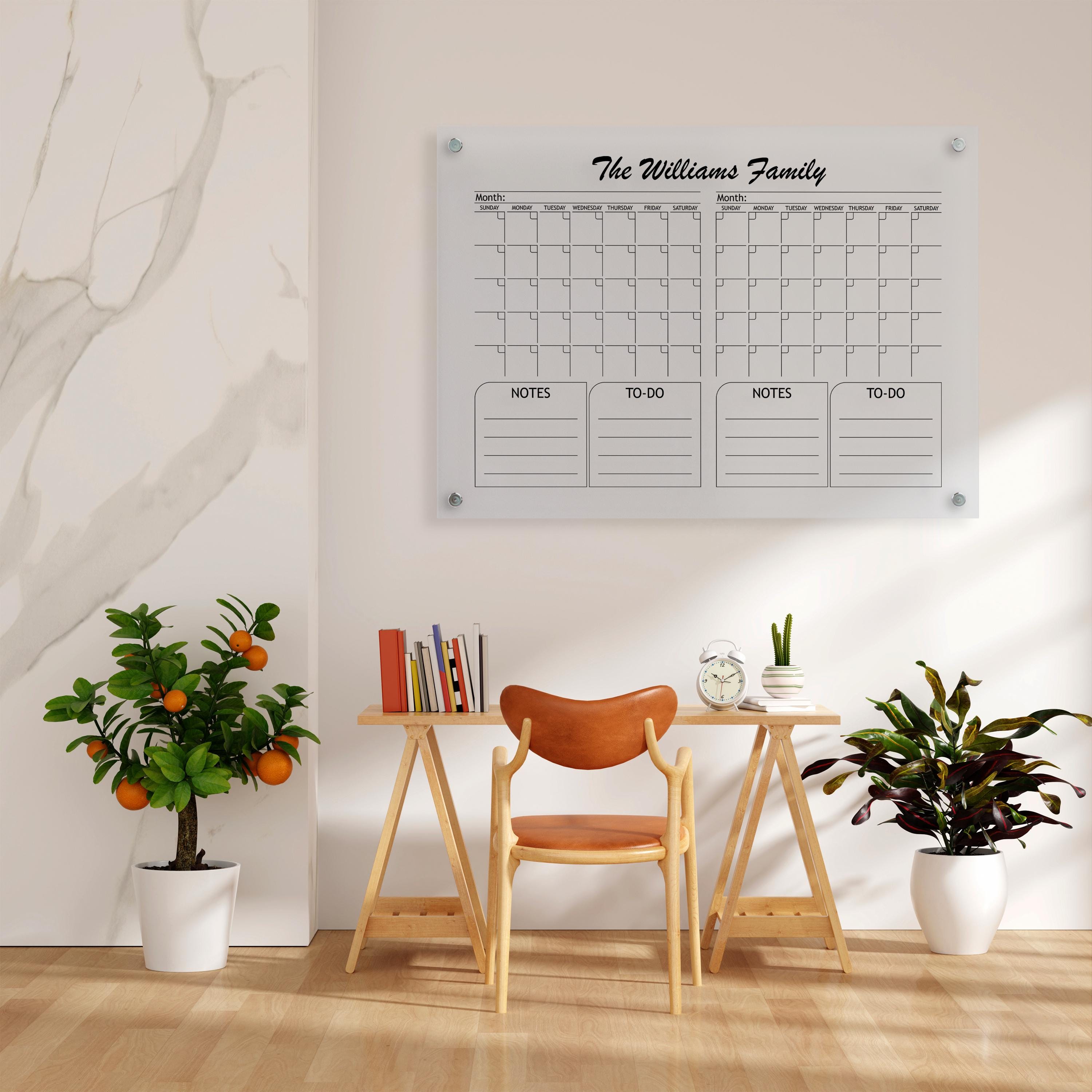 Two Months Wall Calendar, Family Planner Monthly & Weekly Calendar, Dry ...