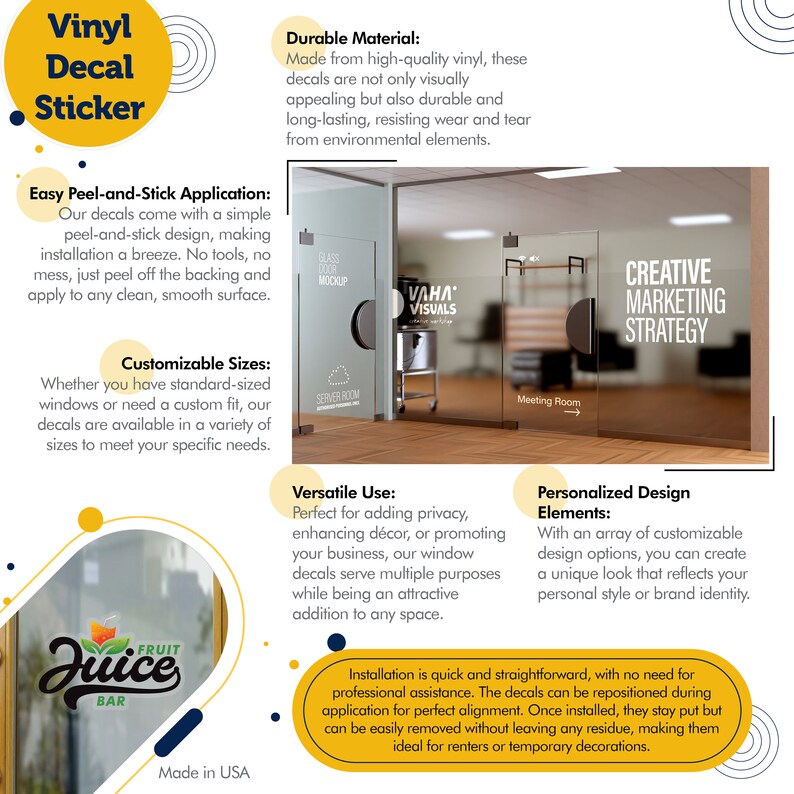 Vinyl Window Decal, Standard / Custom Sizes, PEEL AND STICK, Window ...