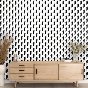 Removable Wallpaper, Black Bolt Pattern - Peel & Stick, Reusable, Self ...