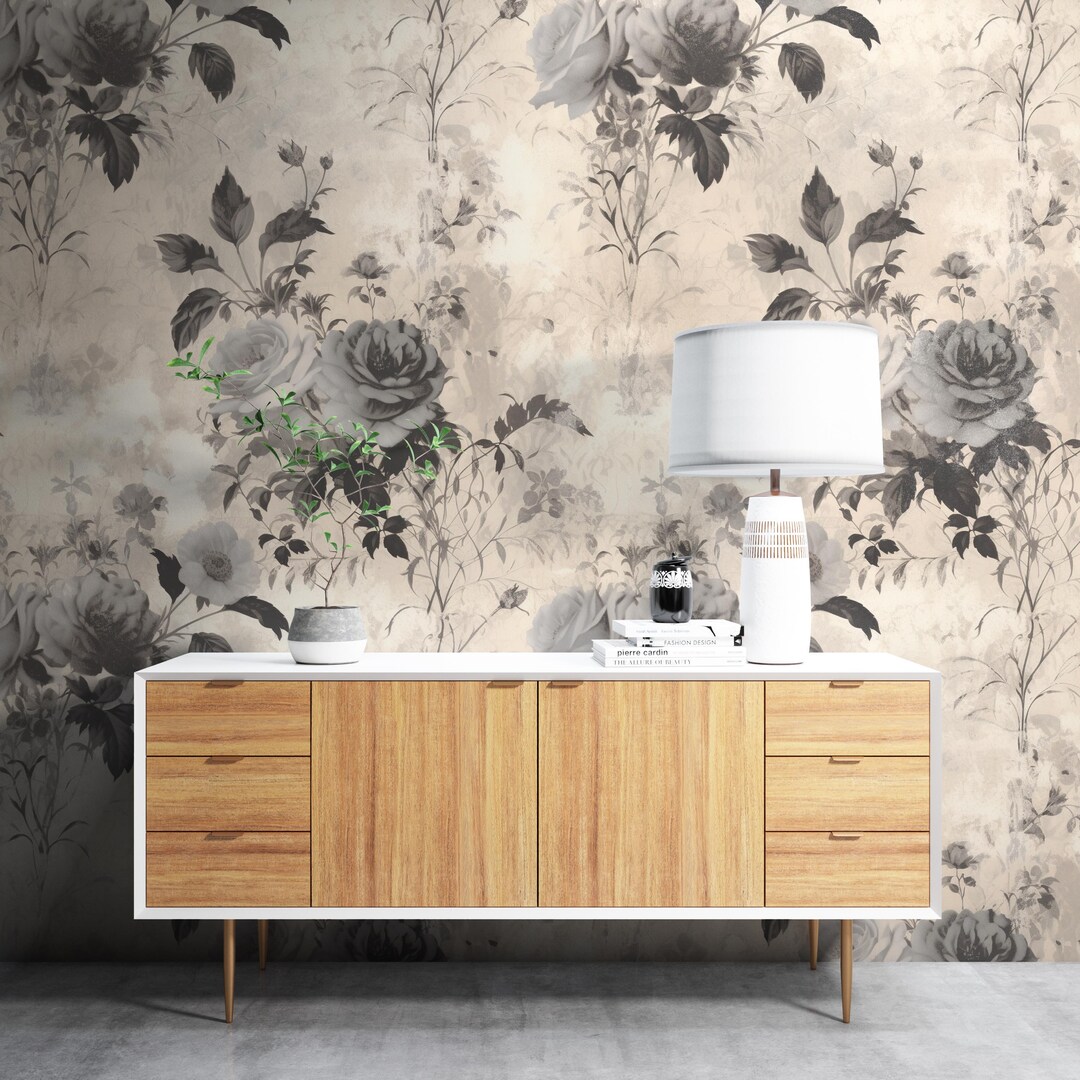 Vintage Rose Floral Removable Wallpaper - Peel & Stick, Reusable, Self ...