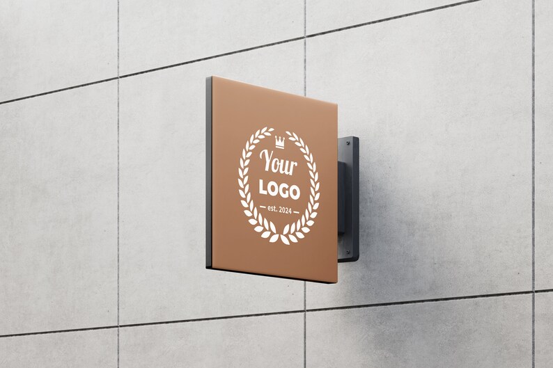 Custom Brown Square Sign, Personalized Logo Printed Square Blade Sign ...