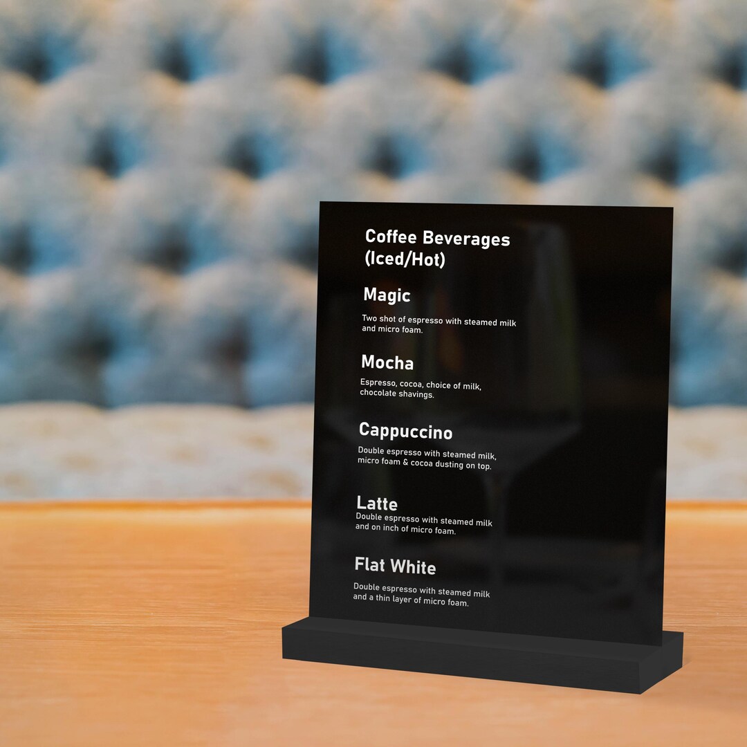 Custom QR Code Black Acrylic Menu, Sign Perfect for Social Media, Bar ...