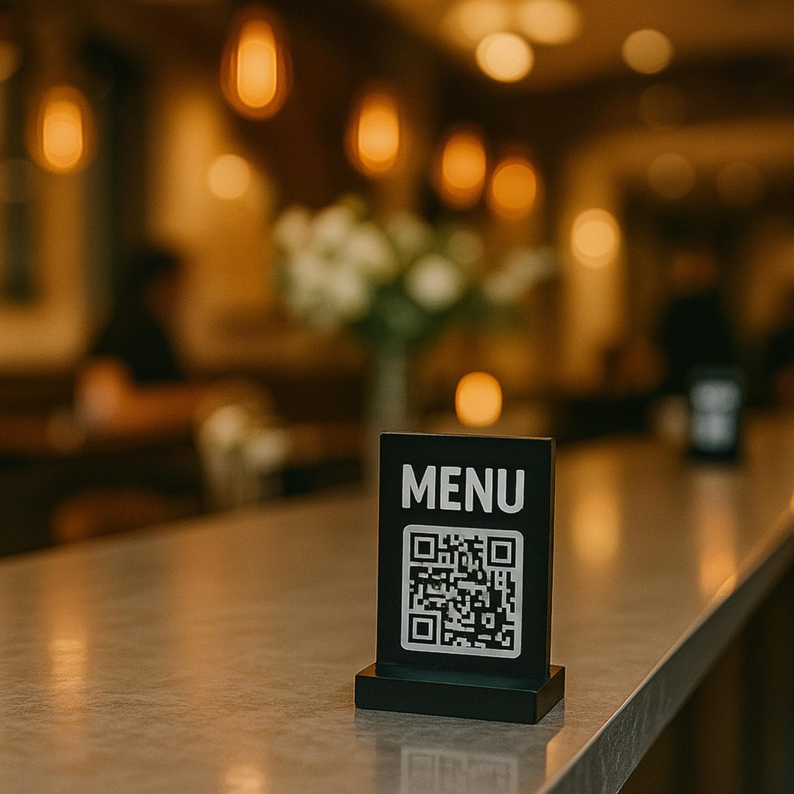Custom Black Acrylic Tabletop Sign: QR Code, Menu, Logo Display - Etsy