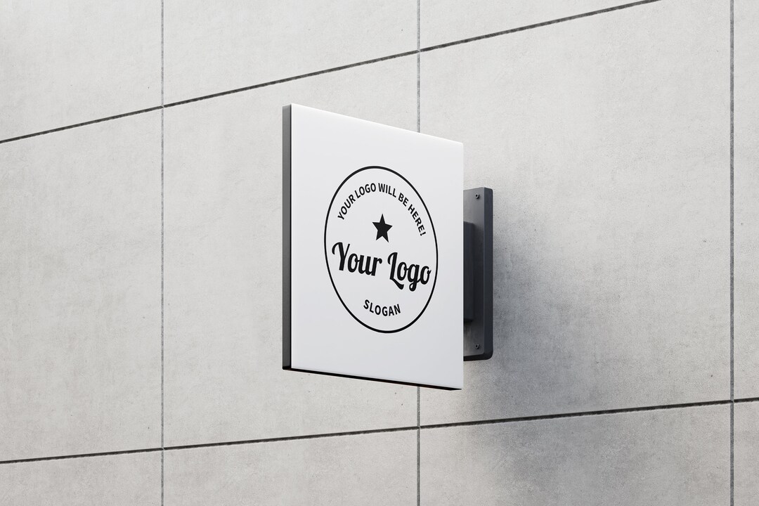 Custom White Square Sign, Personalized Logo Printed Round Blade Sign ...