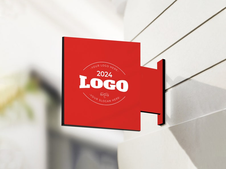 Custom Red Square Sign, Personalized Logo Printed Round Blade Sign ...