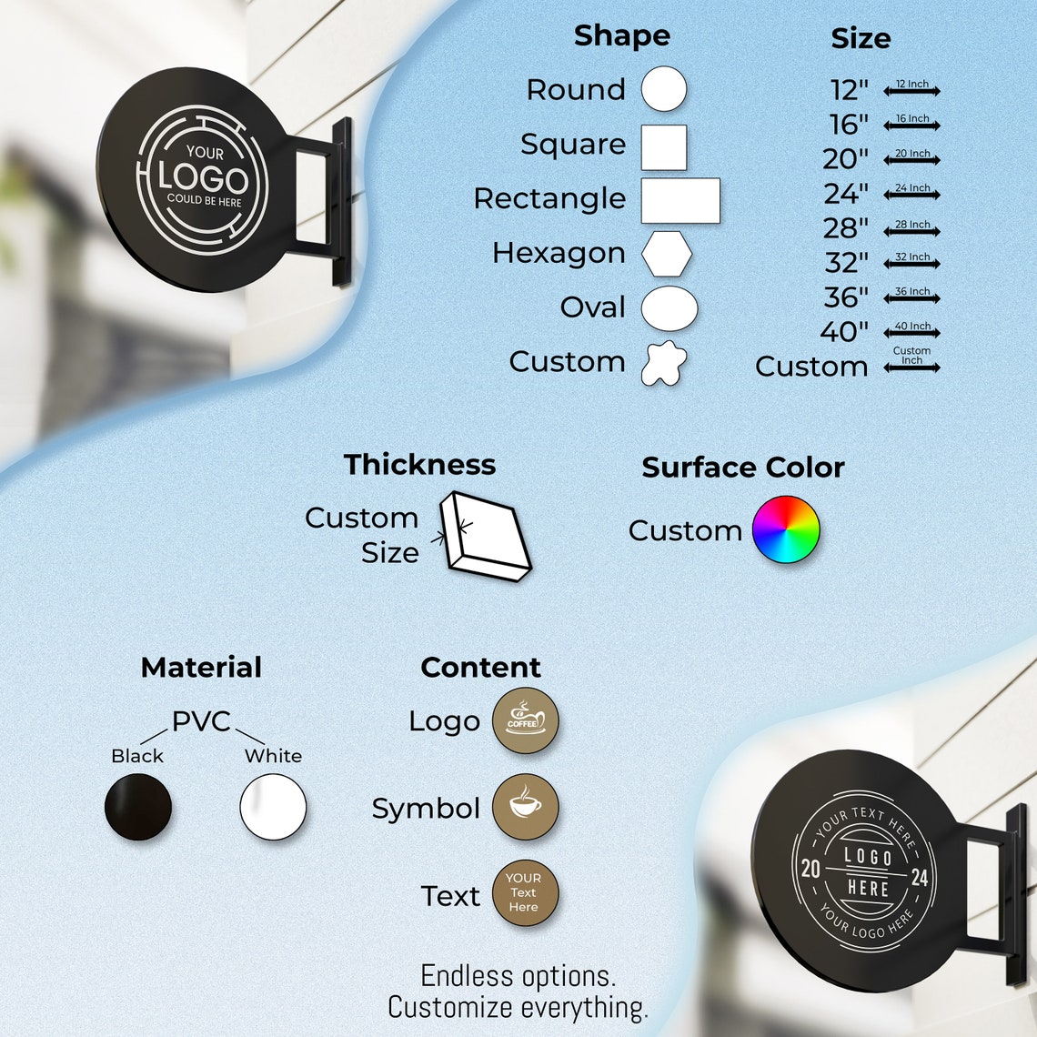 PVC Sign Double-sided Custom Business Sign, Round Sign, Storefront Sign ...