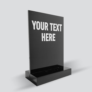 Custom Black Acrylic Tabletop Sign: QR Code, Menu, Logo Display - Etsy