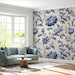 Removable Wallpaper, Blue and White Floral - Peel & Stick, Reusable ...