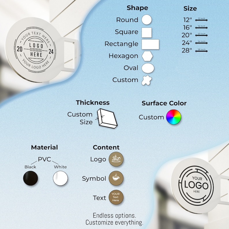 Custom Red Square Sign, Personalized Logo Printed Round Blade Sign ...