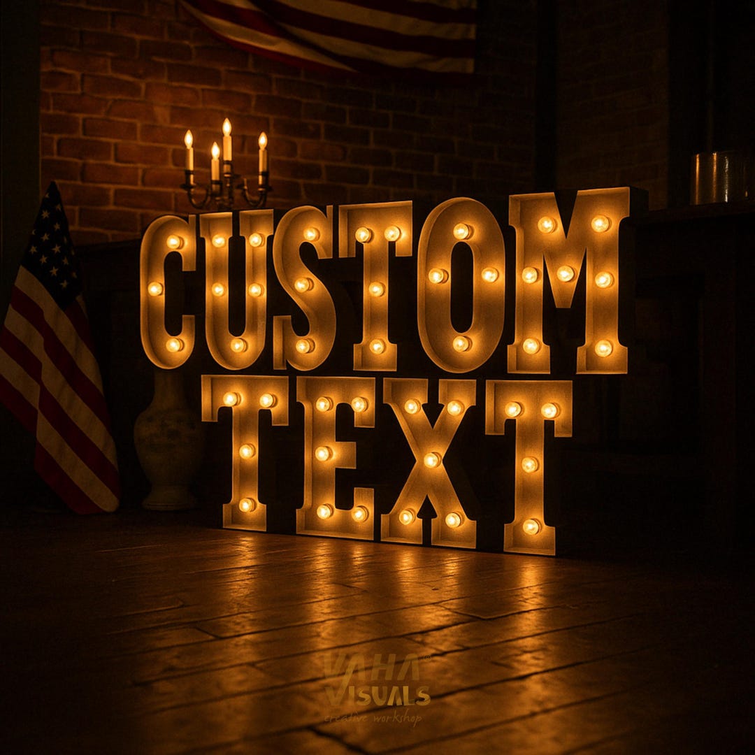 Custom Marquee Letter Sign – Light up Metal Letters With Bulbs ...