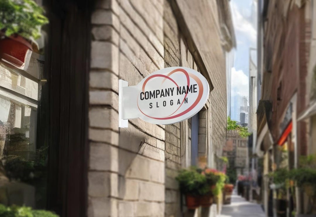 Oval White Blade Sign, Custom Business Sign, Double Sided Hanging Sign ...