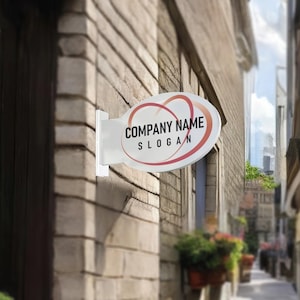 Oval Blade Sign, Custom Business Sign, Double Sided Hanging Sign ...