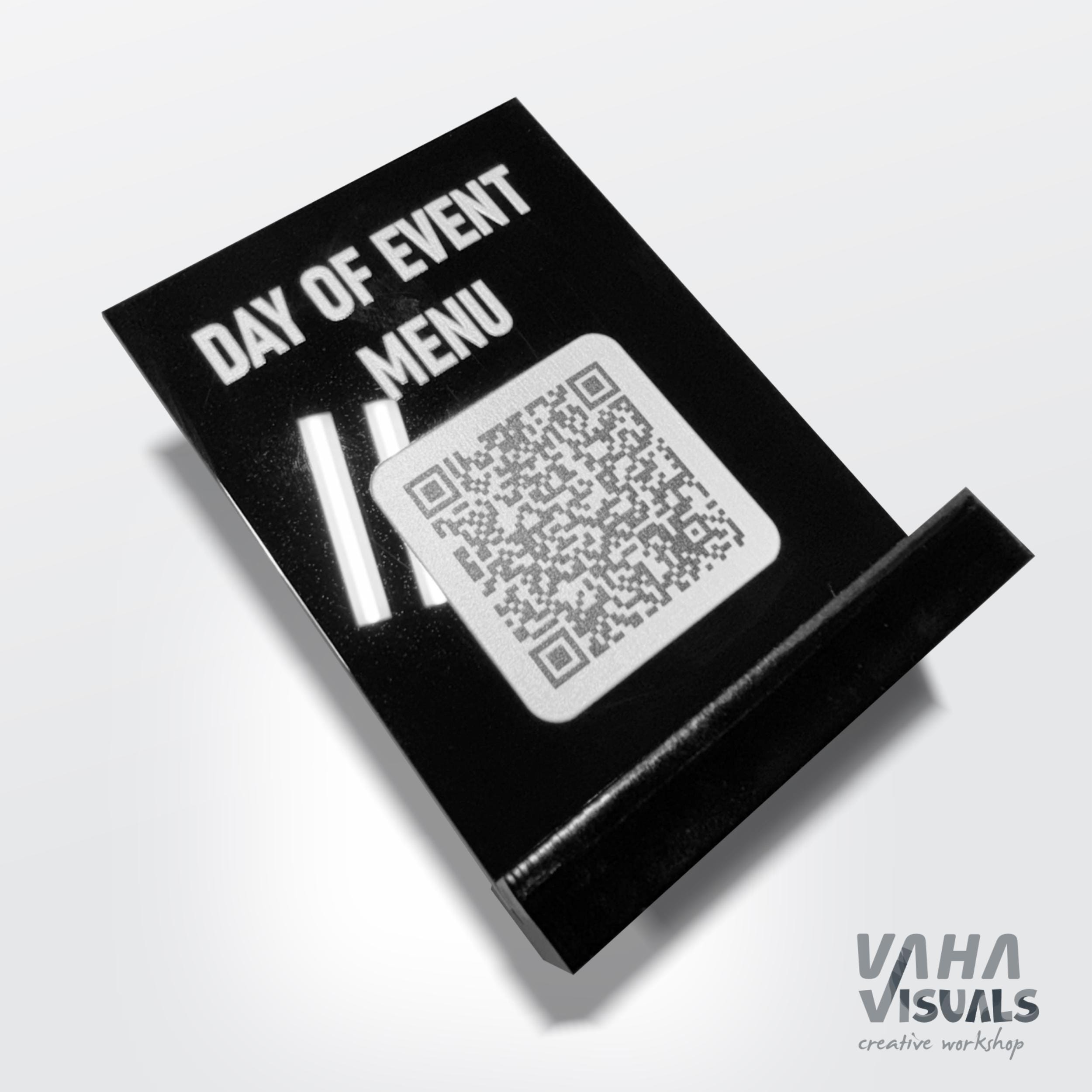 Custom Black Acrylic Tabletop Sign: QR Code, Menu, Logo Display - Etsy