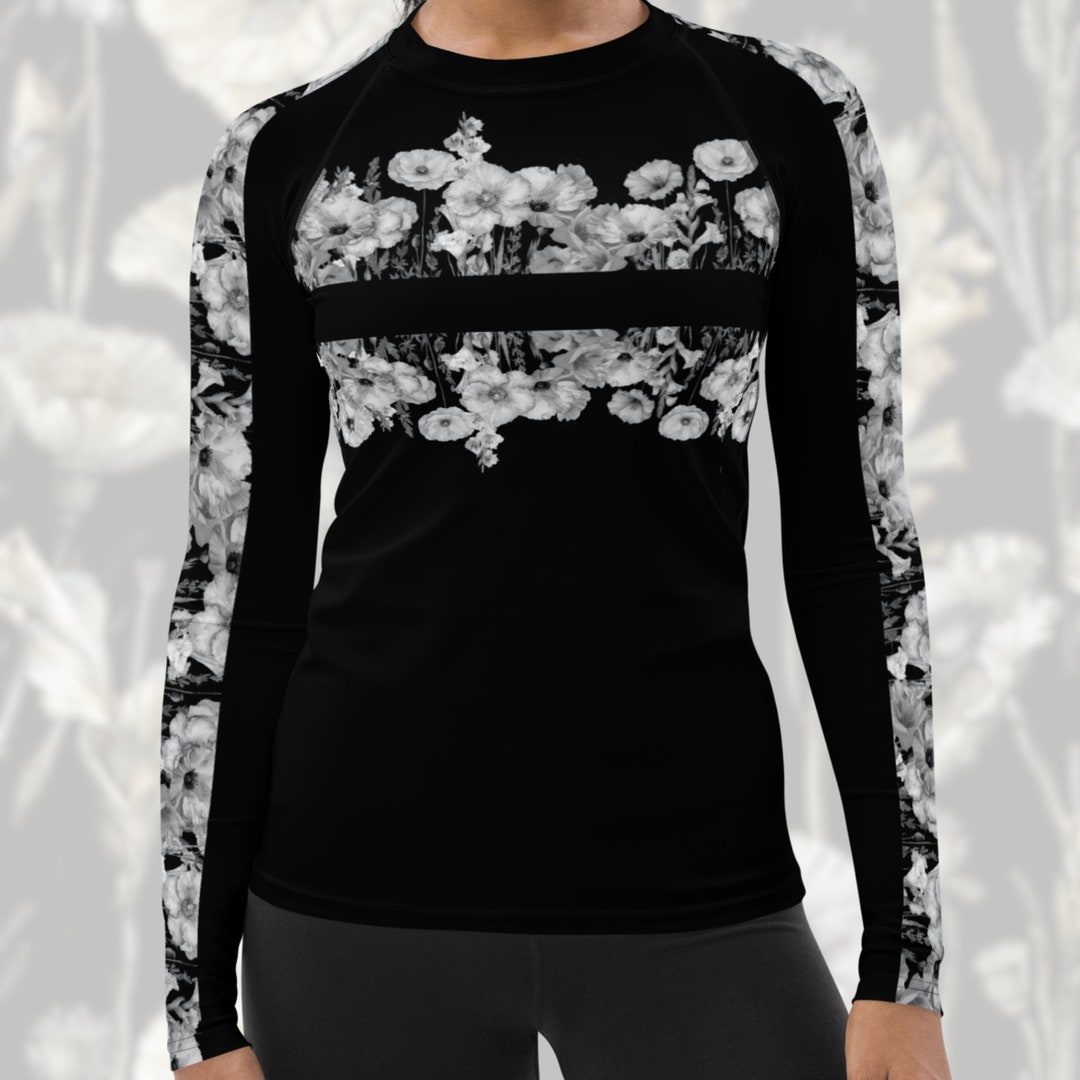 Womens Floral Rash Guard, Flower Rashguard, BJJ Women, Ladies Jiujitsu ...