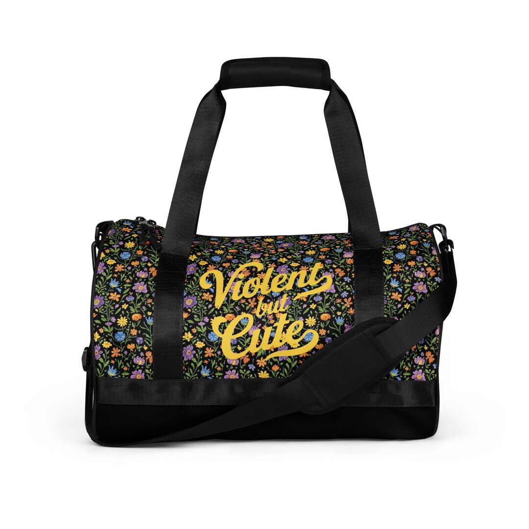 Violent but Cute All-over Print Gym Bag, Floral Gym Bag, Small Duffle ...