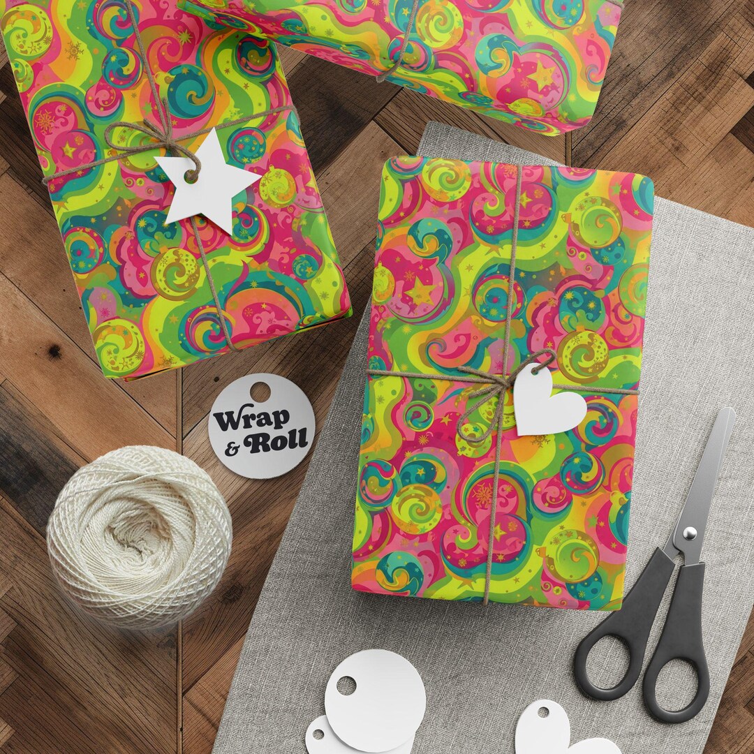 Psychedelic Christmas Wrapping Paper | Groovy 60s Holiday Gift Wrap ...