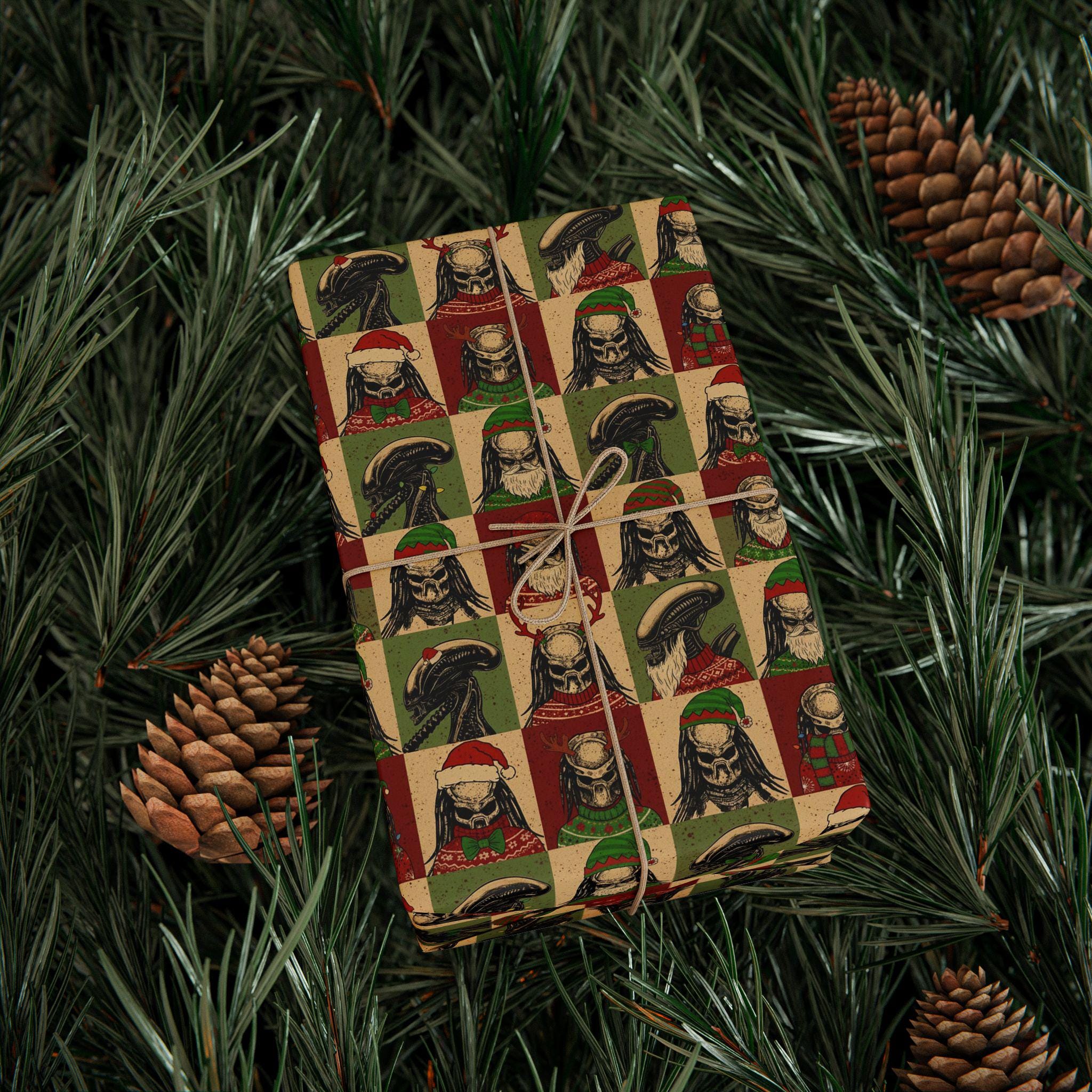 Funny Alien Vs Predator Ugly Christmas Sweater Wrapping Paper | Sci-fi ...