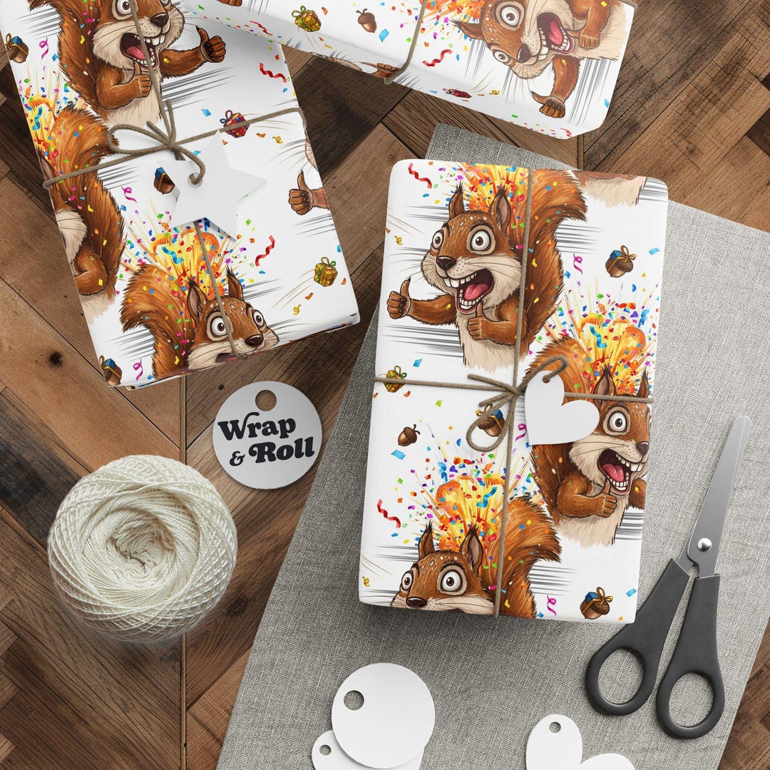 Funny Squirrel Wrapping Paper | Exploding Head Gag Gift | All Occasion ...