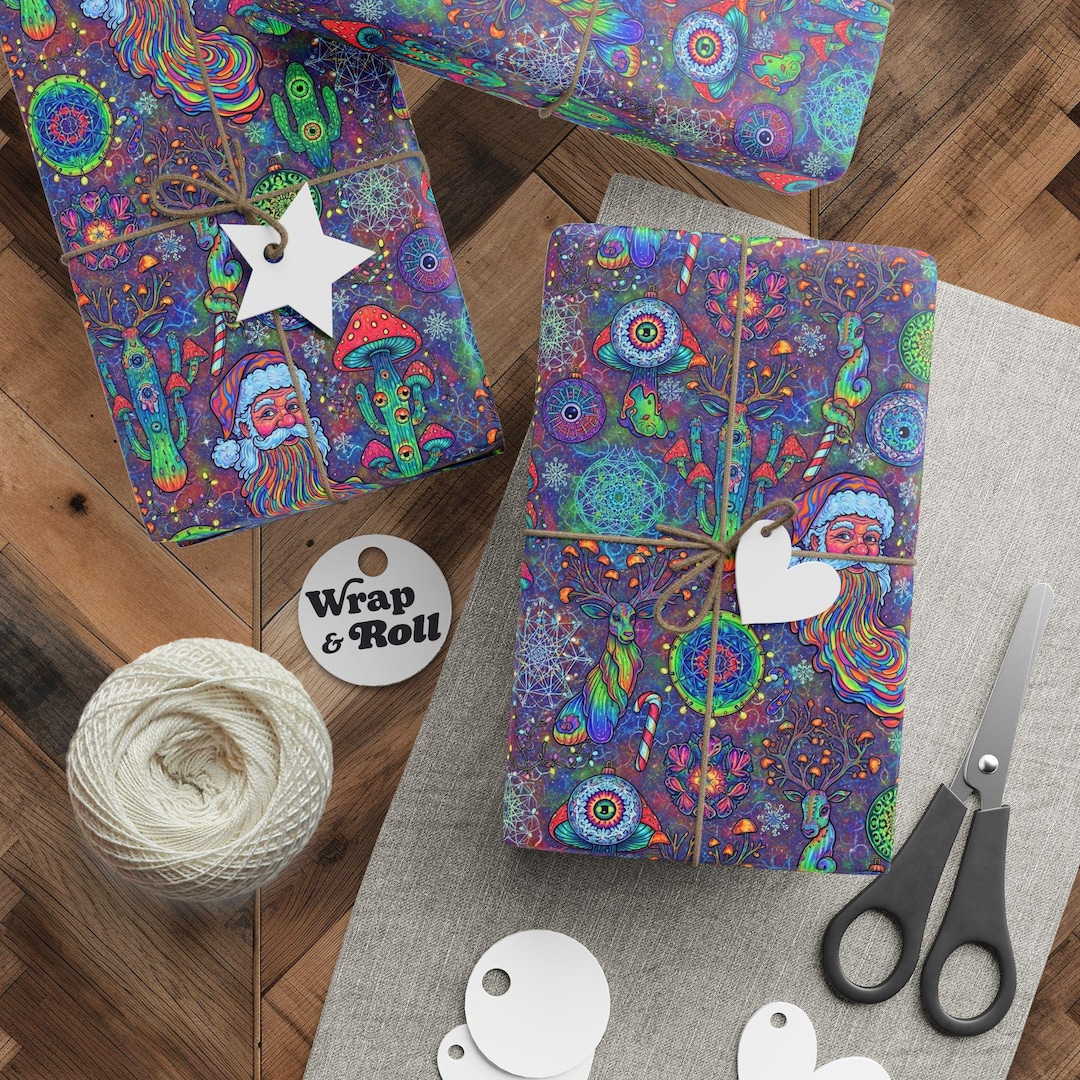 Psychedelic Christmas Wrapping Paper | Trippy Santa Gift Wrap | Magic ...