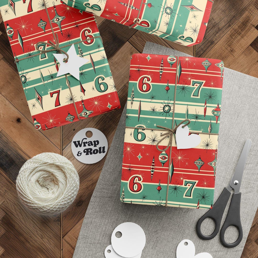 Vintage 6 7 Wrapping Paper | Meme Mid Century Modern Gag Gift | White ...