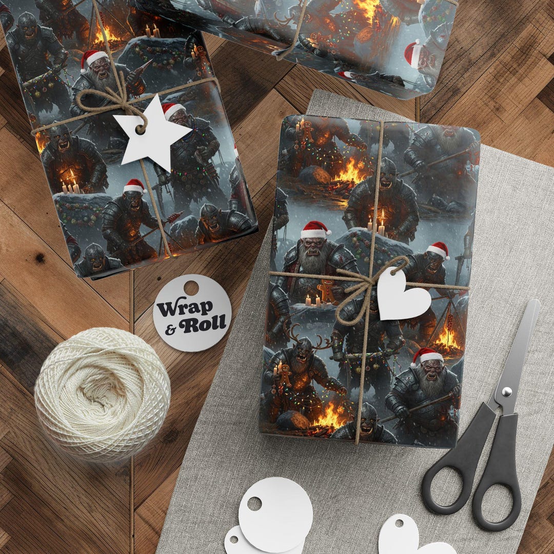 Funny Orc Christmas Wrapping Paper | Fantasy Gamer Gift Wrap | Nerdy ...