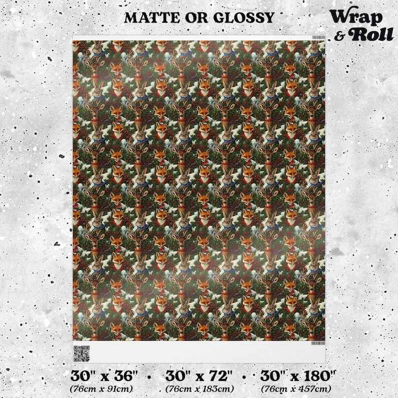 Woodland Animal Christmas Wrapping Paper | Vintage Deer and Fox Gift ...