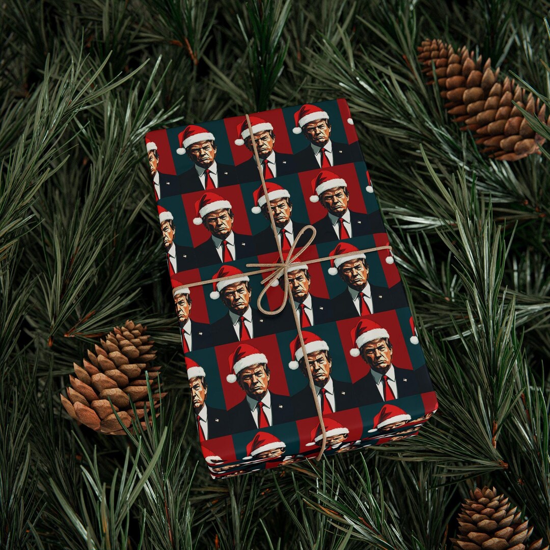 Vintage Trump Christmas Wrapping Paper Pop Art Donald Trump Portrait ...