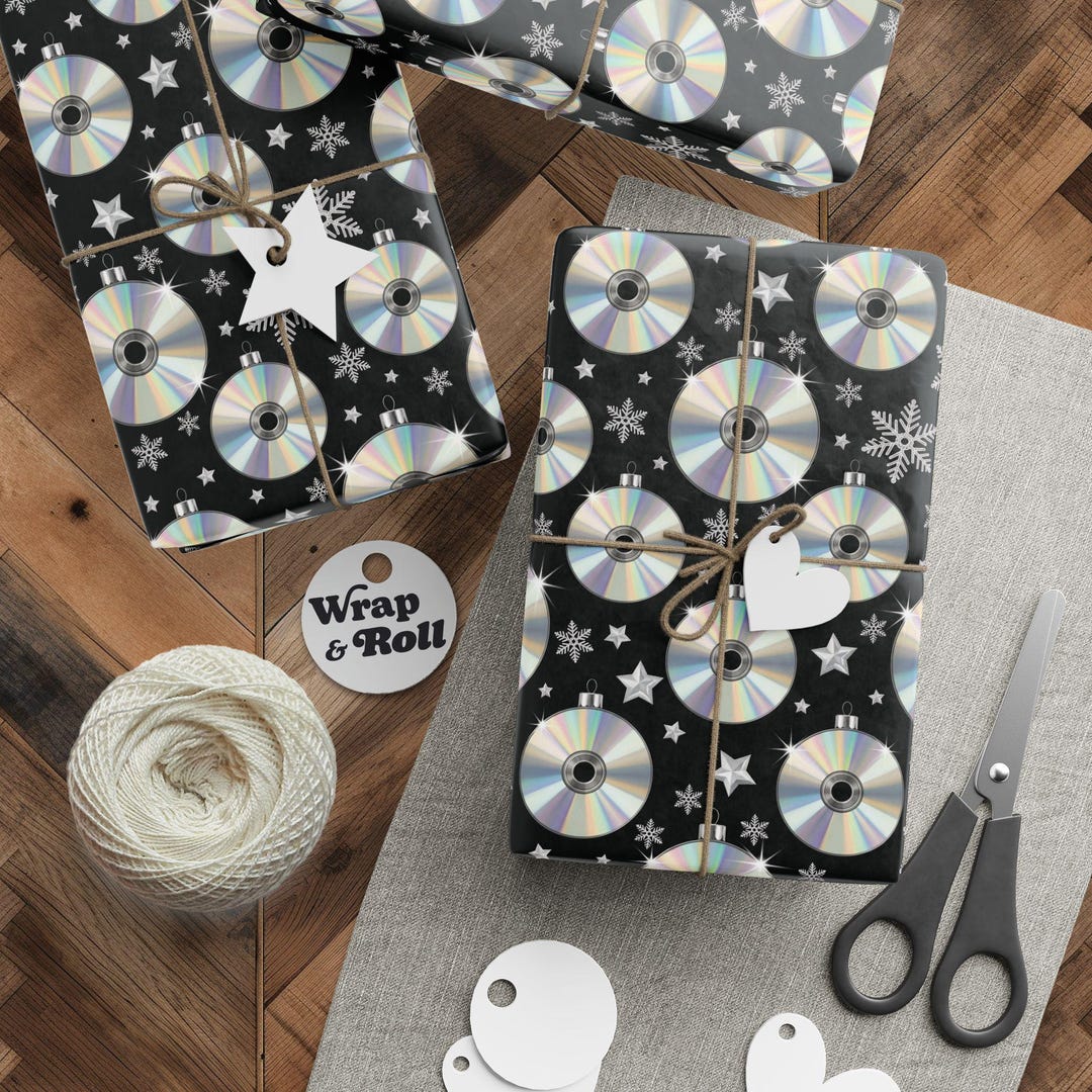 Y2K Christmas Wrapping Paper | Holographic CD Ornament Gift Wrap | 90s ...