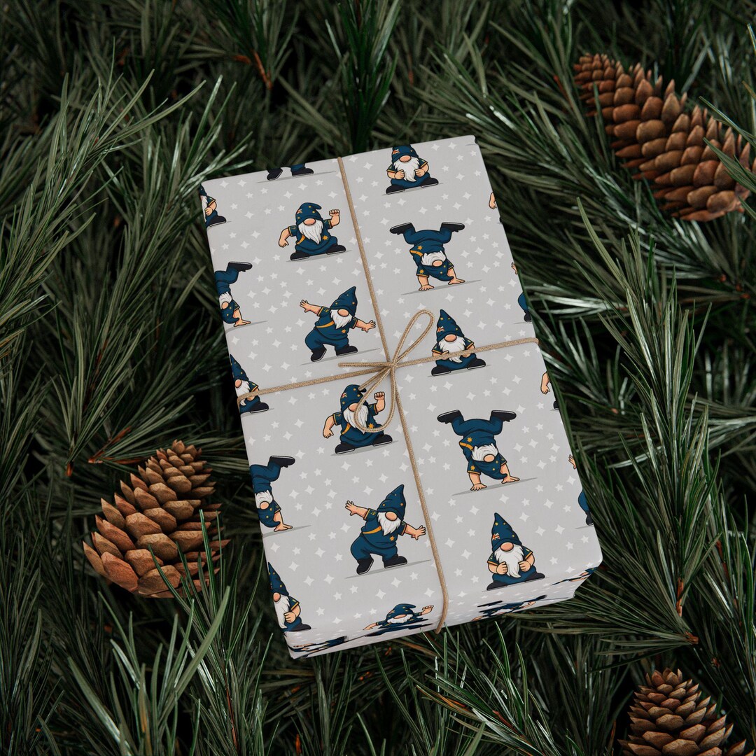 Breakdancing Gnome Wrapping Paper | Funny Christmas Gift Wrap ...