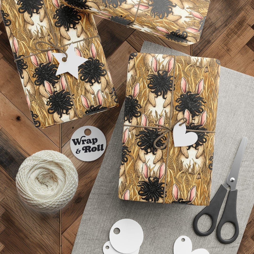 Cthulhu Bunny Wrapping Paper | Lovecraftian Rabbit Gift Wrap | Creepy ...