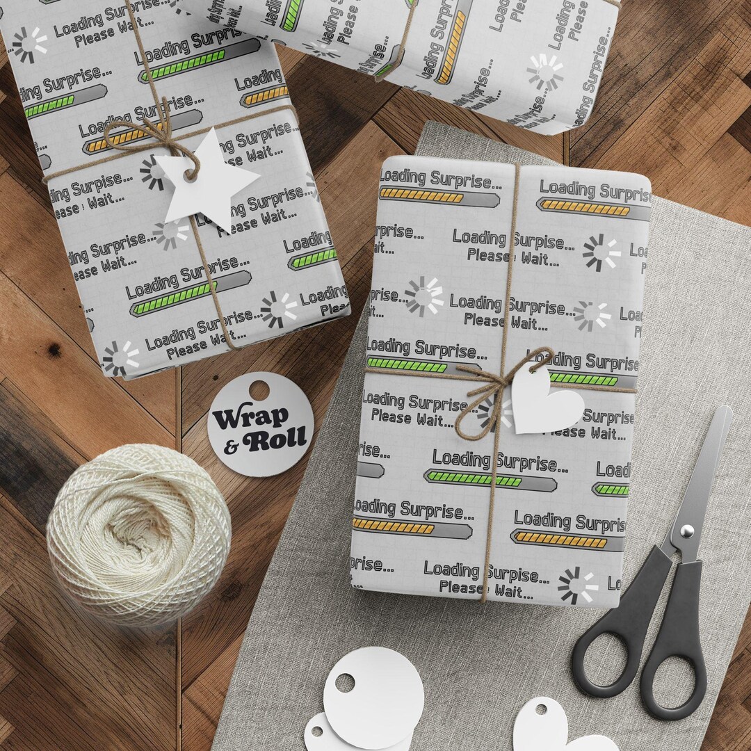 Funny Gamer Wrapping Paper | Retro Linux Mac Loading Surprise Gift Wrap ...