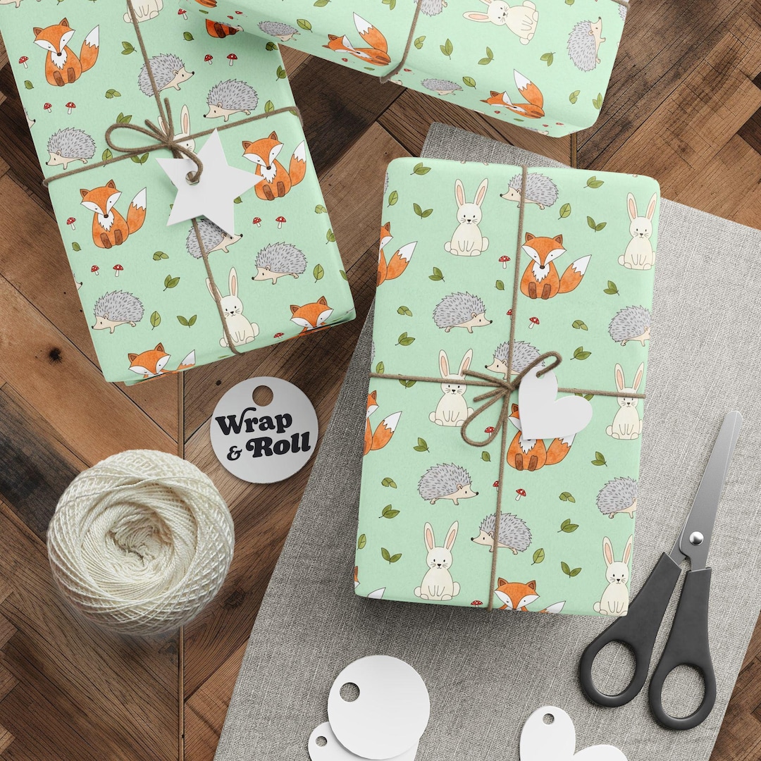Woodland Animal Wrapping Paper | Fox and Hedgehog Gift Wrap | Cute ...