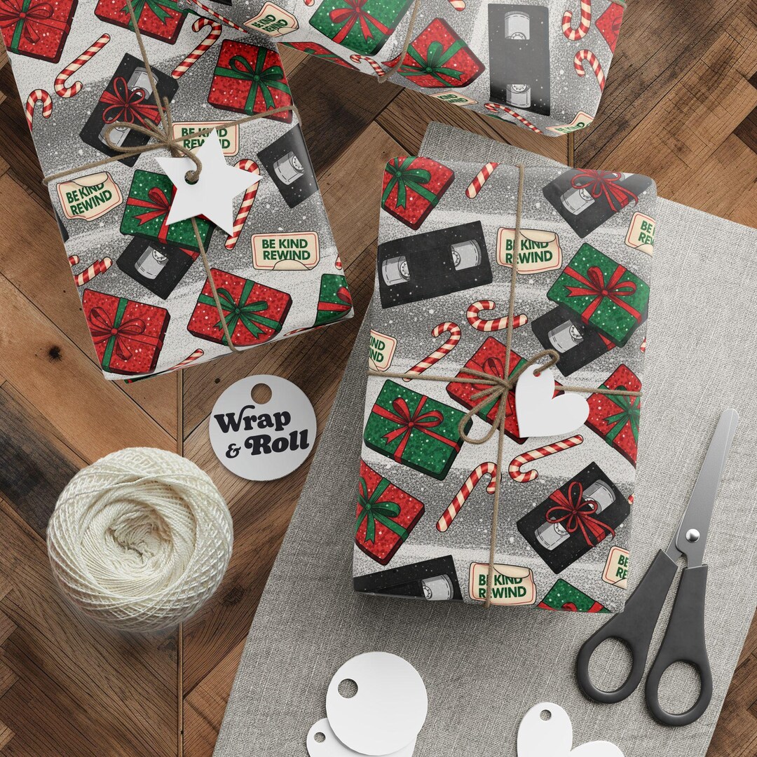 Millennial VHS Christmas Wrapping Paper | Retro 90s Gift Wrap | Be Kind ...