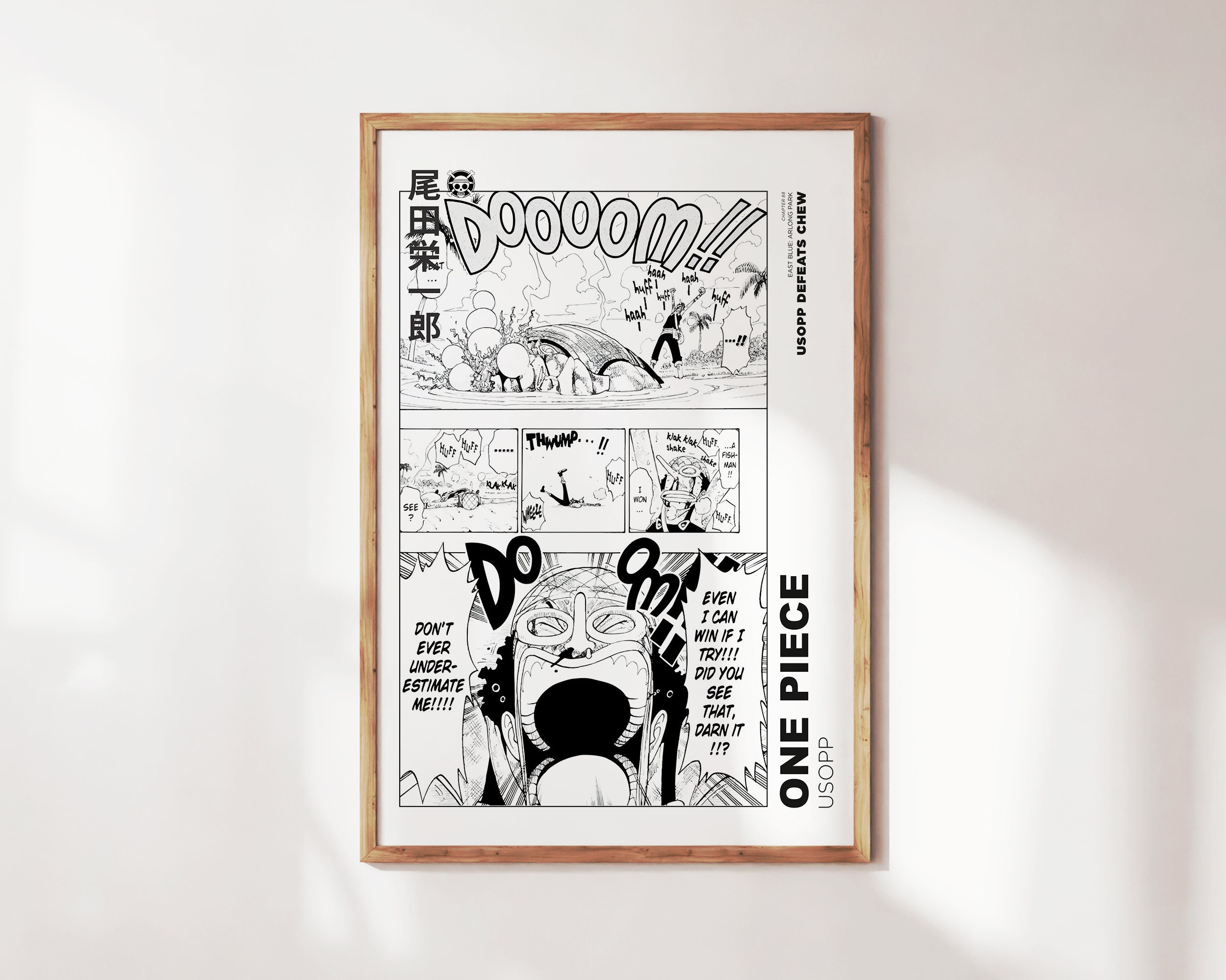 One Piece Poster, Usopp Defeats Chew Print, One Piece Wall Art, East ...