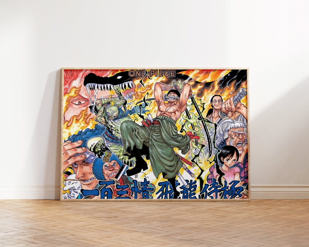 One Piece Poster, Colored Zoro & the Samurais of Wano Print, One Piece ...
