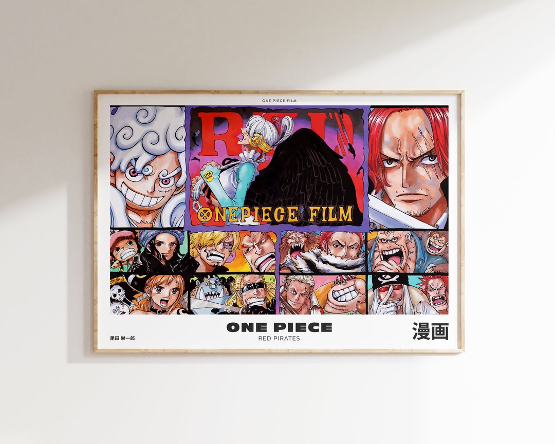 One Piece Poster, Film Red Pirates Poster, One Piece Red Wall Art, One ...