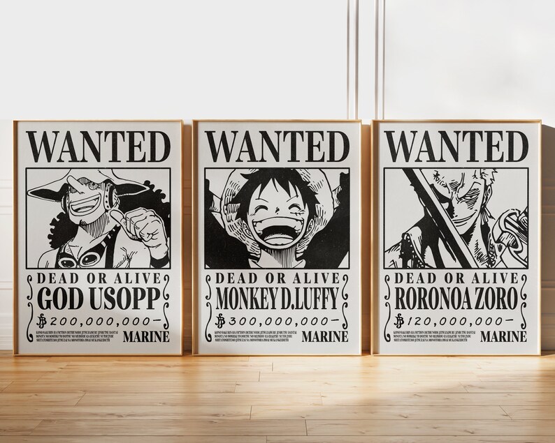 3 Set One Piece Poster, One Piece Wall Art, Luffy Poster, Roronoa Zoro ...