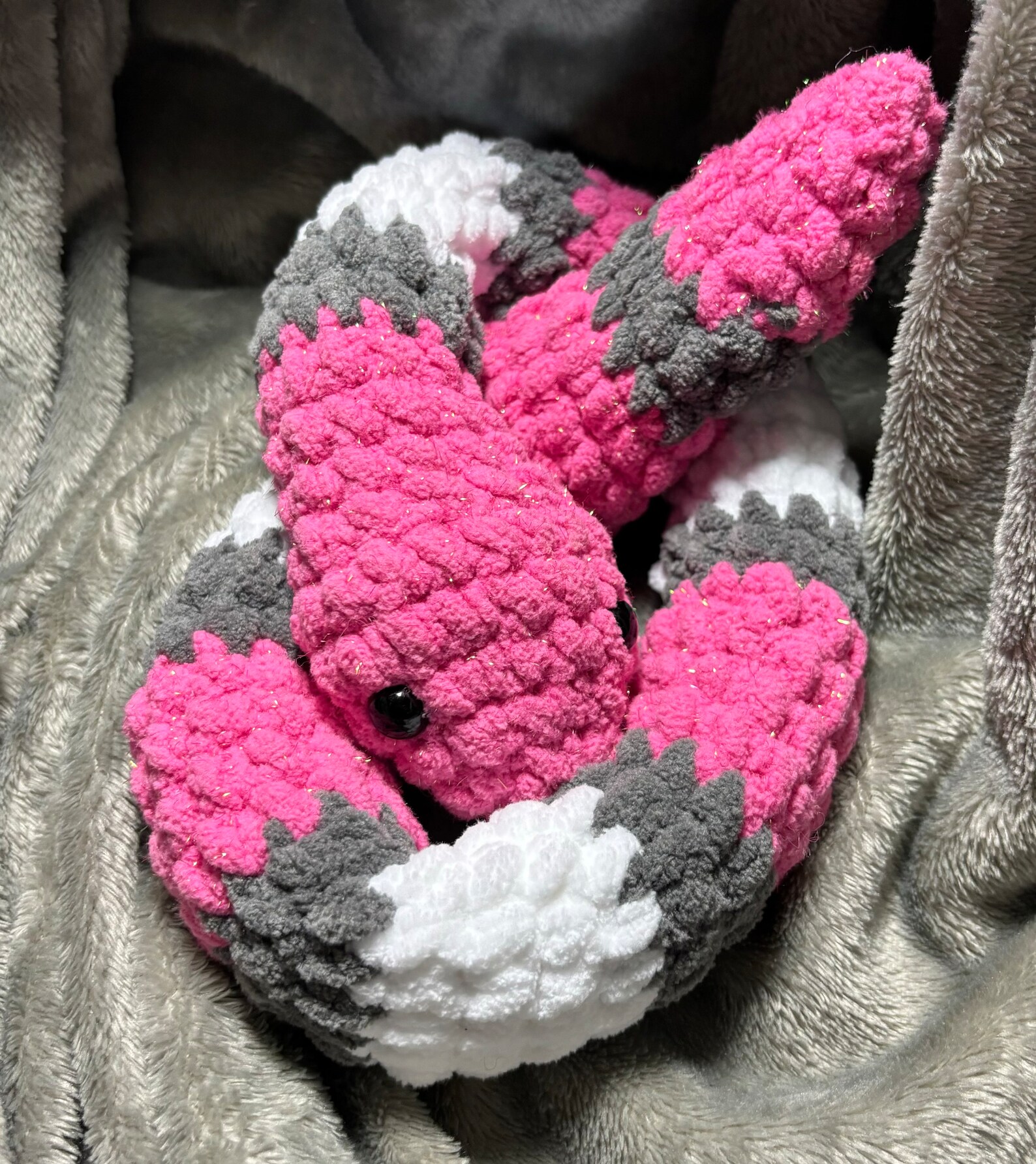 Sparkly Snake, Plushie Crochet Snake, Stuffed Animal, Amigurumi ...