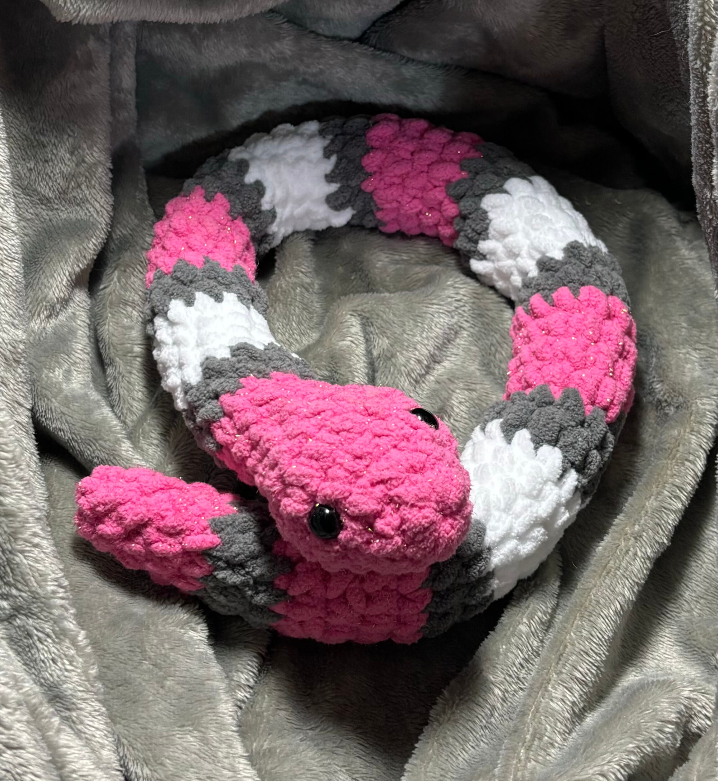 Sparkly Snake, Plushie Crochet Snake, Stuffed Animal, Amigurumi ...