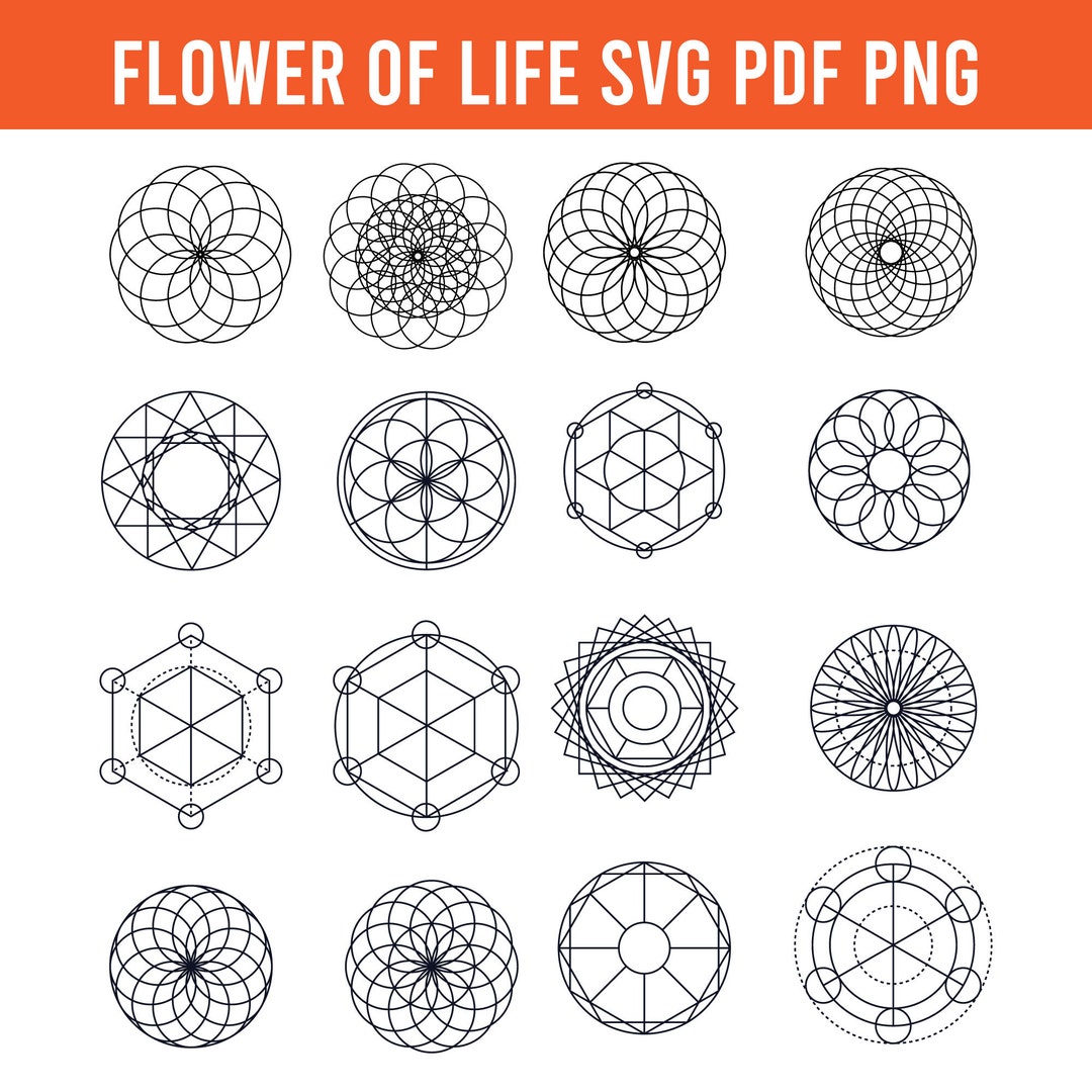 Flower of Life Vector, Sacred Geometry SVG, Seed of Life Svg, Tree of ...