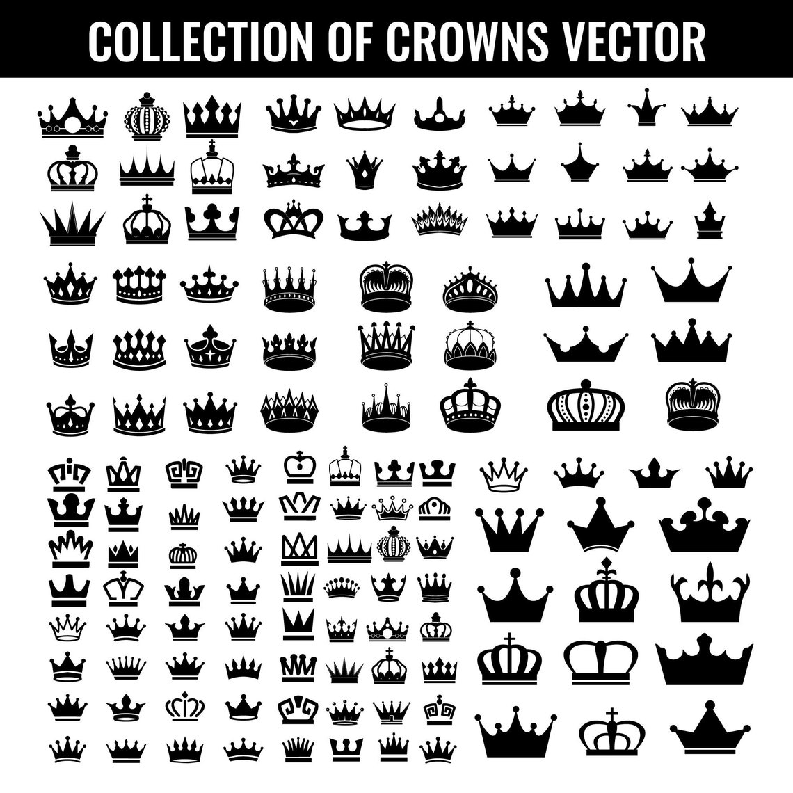 Collection of Black Crowns Svg PDF/DXF/EPS Files Printable Digital Instant Download - Etsy