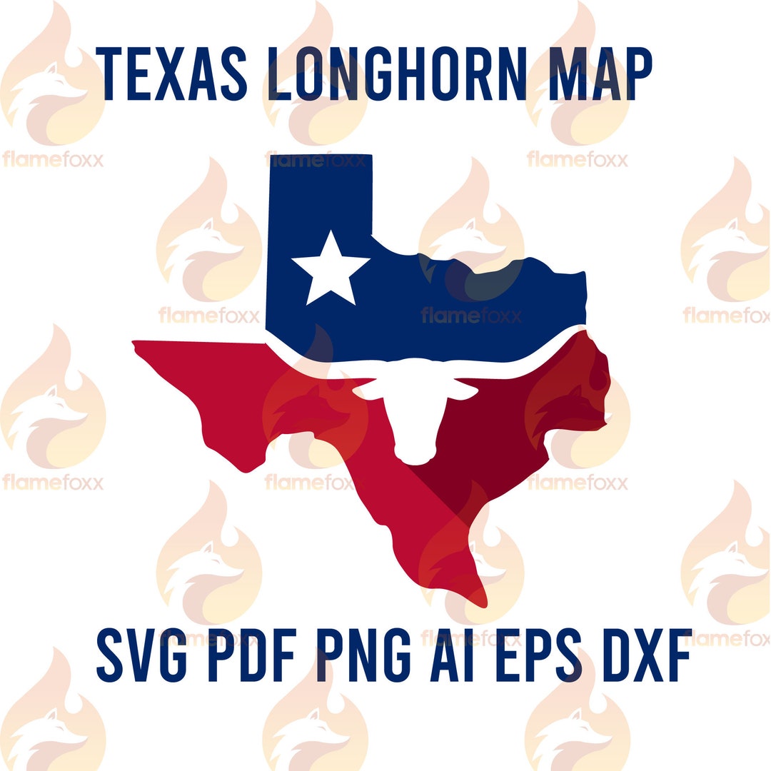 Texas Longhorn Tshirt SVG, Texas Map Design Instant Download SVG, PDF ...