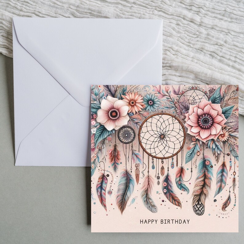 Printable Boho Birthday Card - Etsy