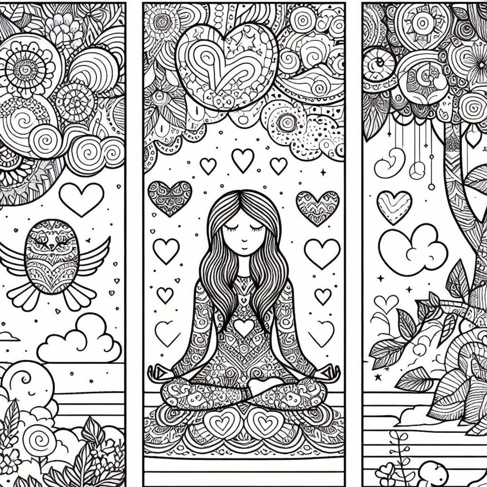 Mindfulness Valentine Coloring Pages: Relaxing Designs - Etsy