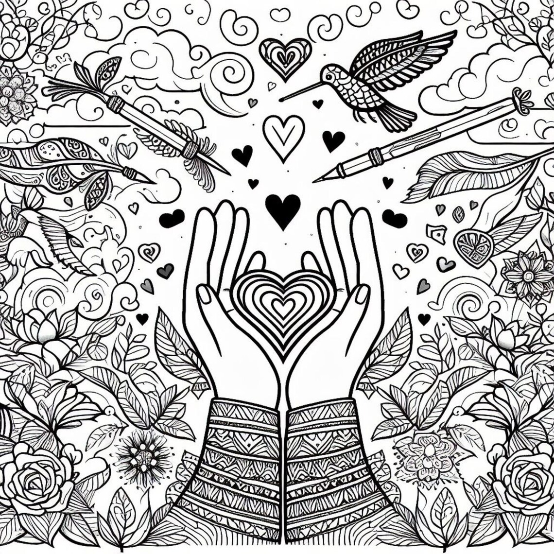 Valentine's Day Mindfulness Coloring Pages: Relaxing Designs for Stress ...