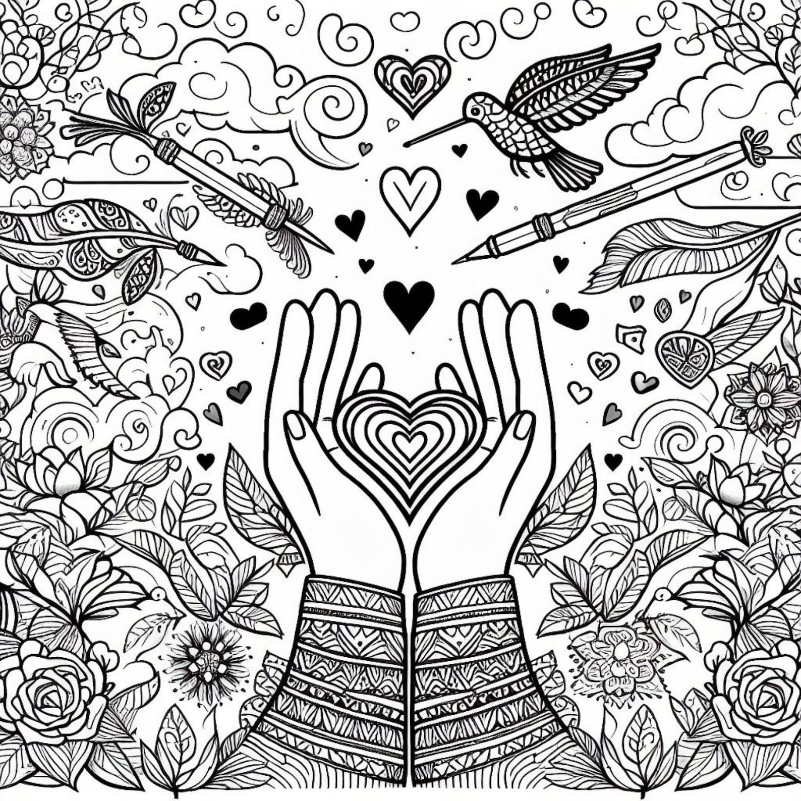 Mindfulness Valentine Coloring Pages: Relaxing Designs - Etsy