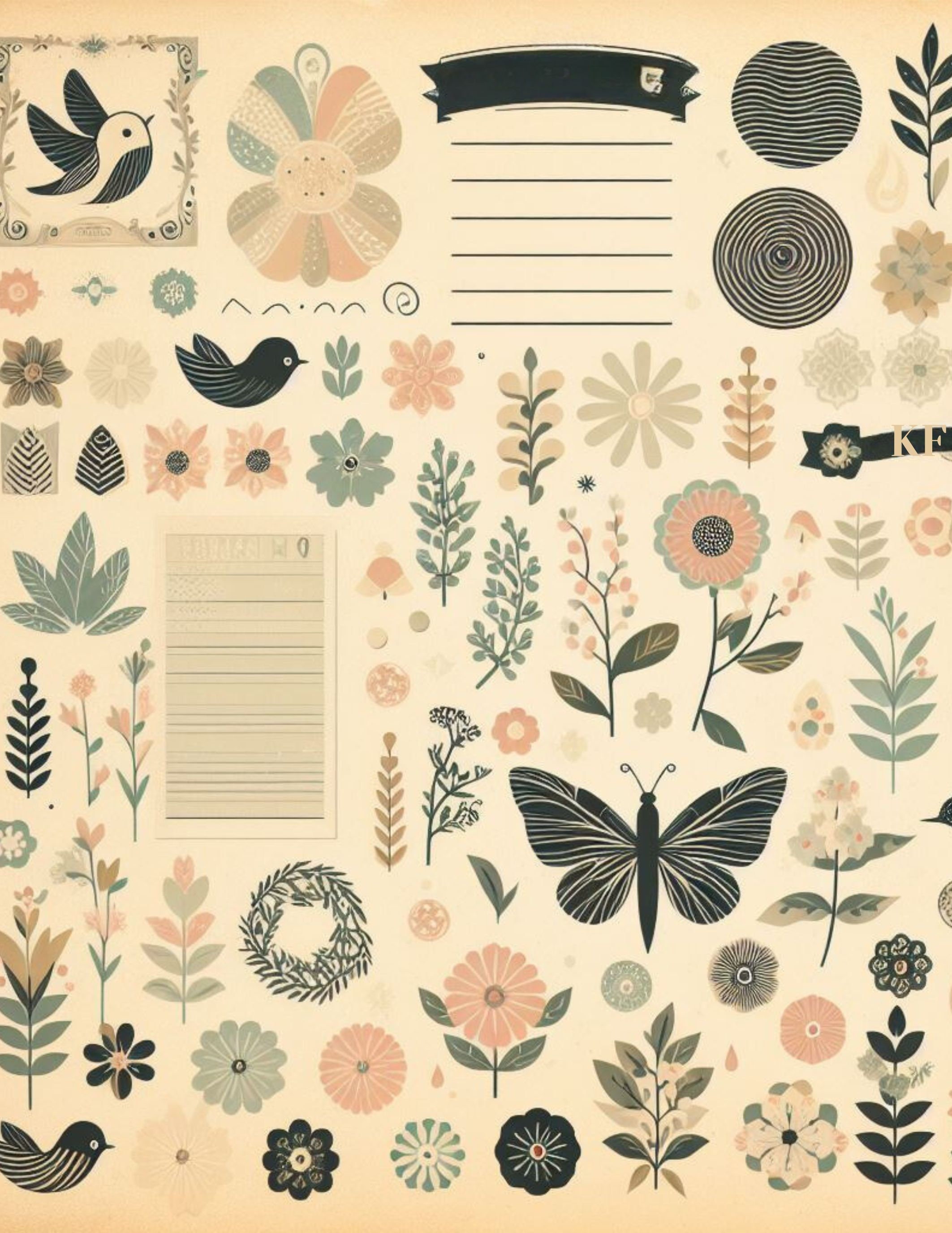 Vintage Spring Printable Paper for Wall Art or Scrapbooking - Etsy