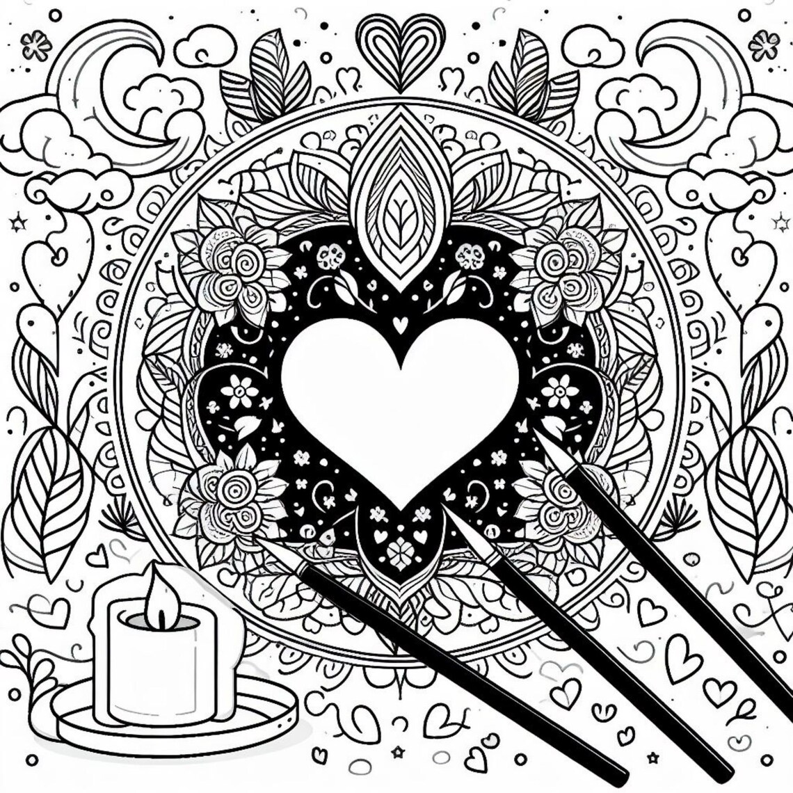 Valentine's Day Mindfulness Coloring Pages: Relaxing Designs for Stress ...