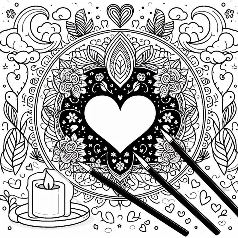 Mindfulness Valentine Coloring Pages: Relaxing Designs - Etsy