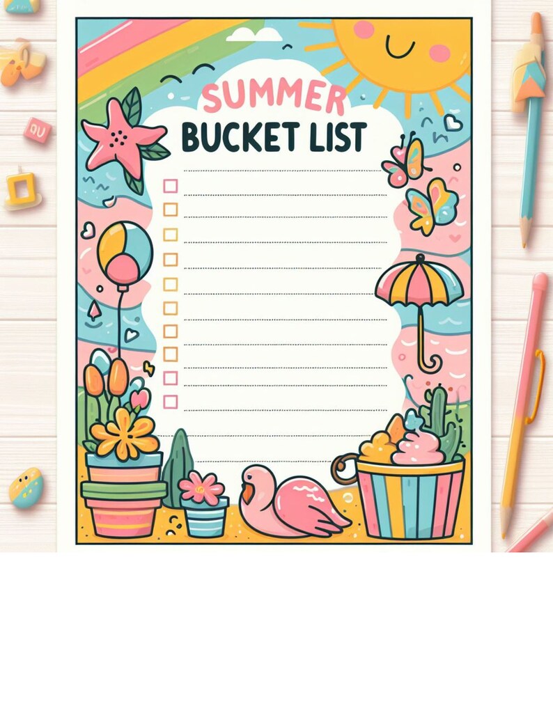Summer Bucket List PDF Printable - Etsy